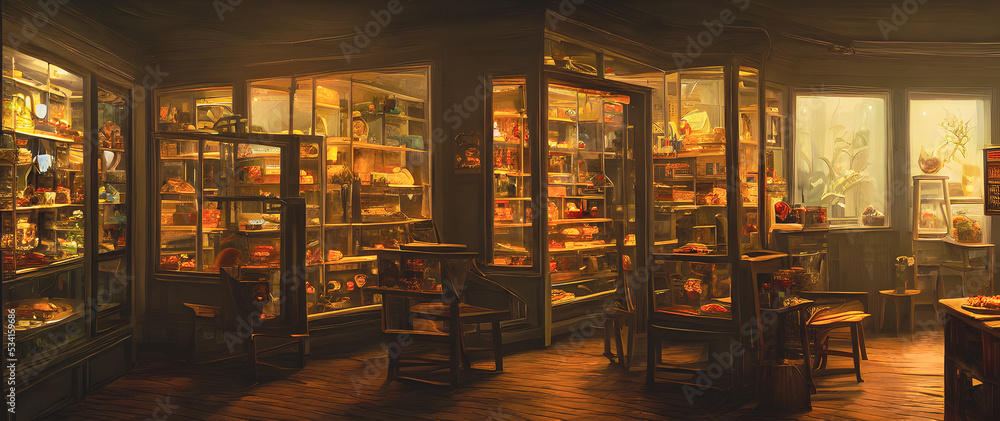 Artistic concept painting of a store interior, background illustration ...