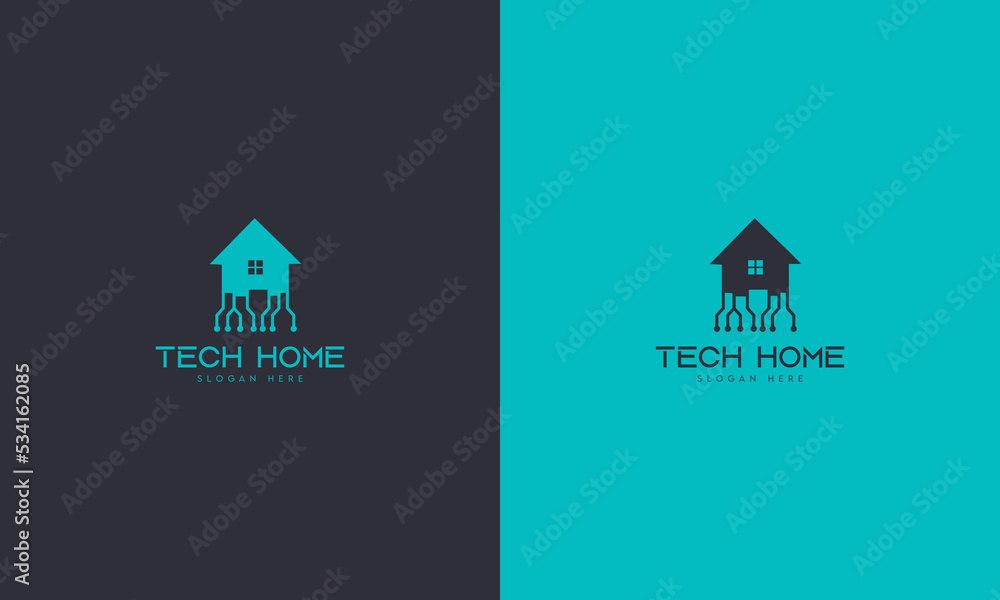 Tech home Digital Logo Design Template, tech house, Logo Template ...