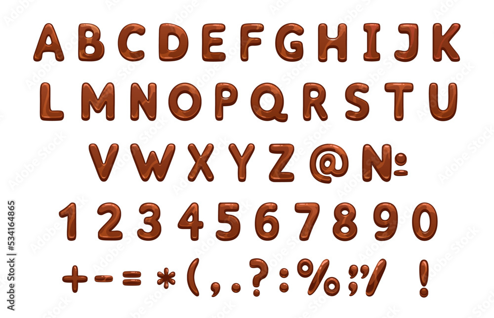 Chocolate font, type. Sweety typeface of vector alphabet letters and ...