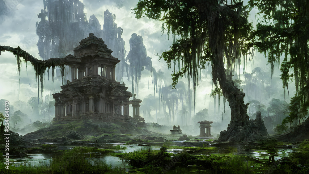 Artistic concept painting of a beautiful fantasy temple, background ...