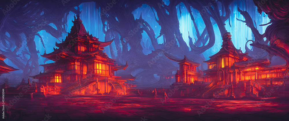 Artistic concept painting of a beautiful fantasy temple, background ...