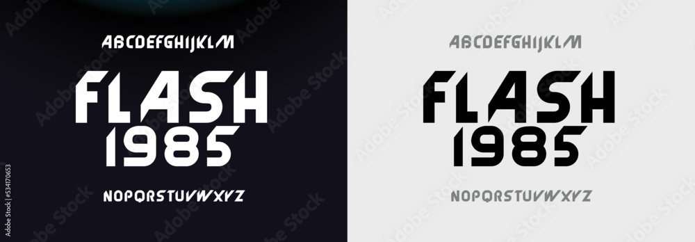 FLASH 1985 Sports minimal tech font letter set. Luxury vector typeface ...