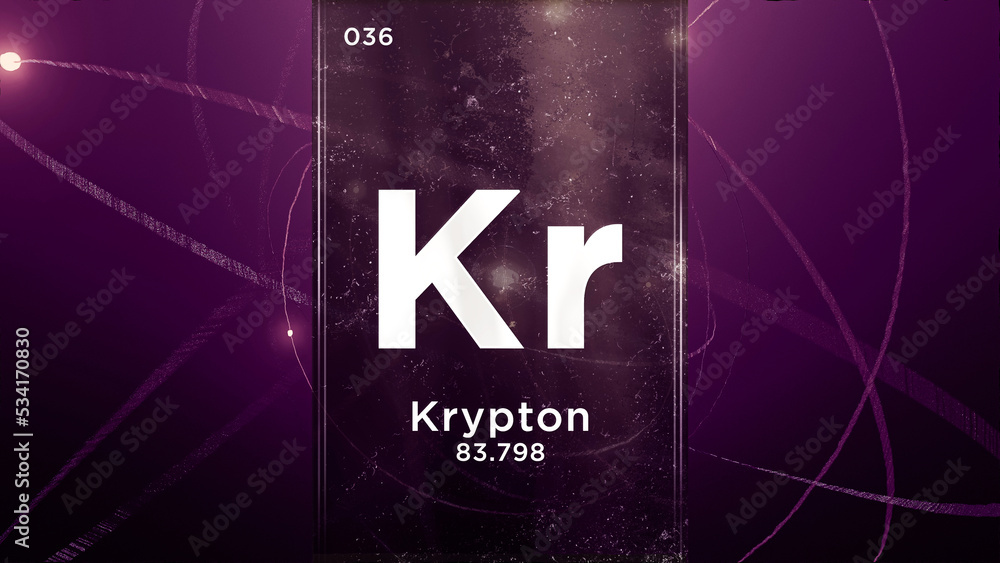 Krypton (Kr) symbol chemical element of the periodic table, 3D ...