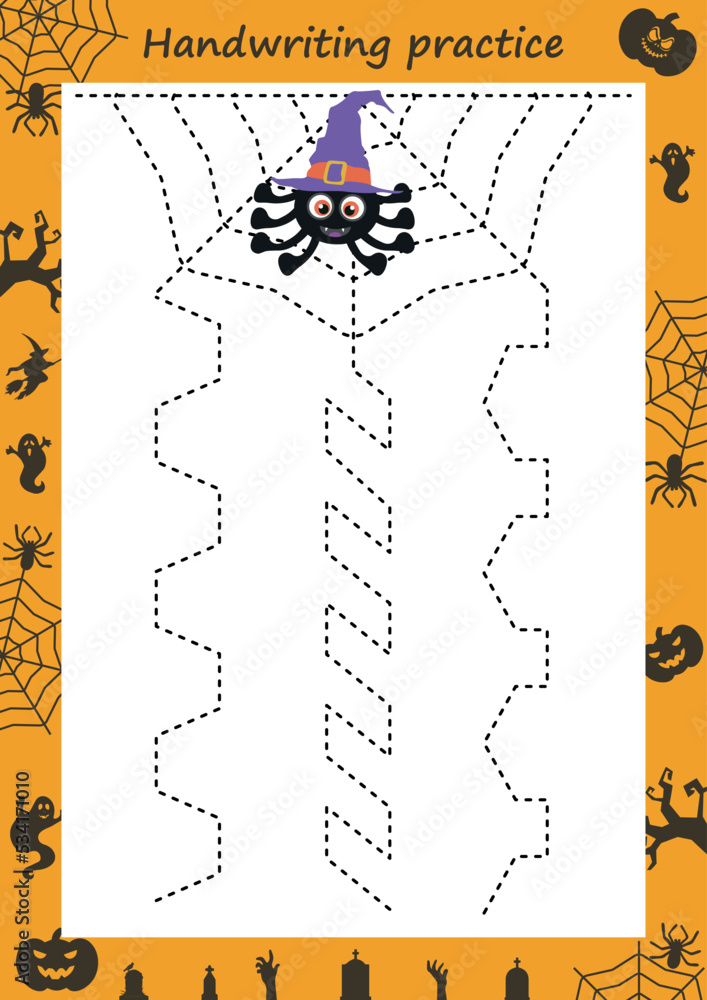 Handwriting practice sheet. Tracing game for writing skills. Tracing ...