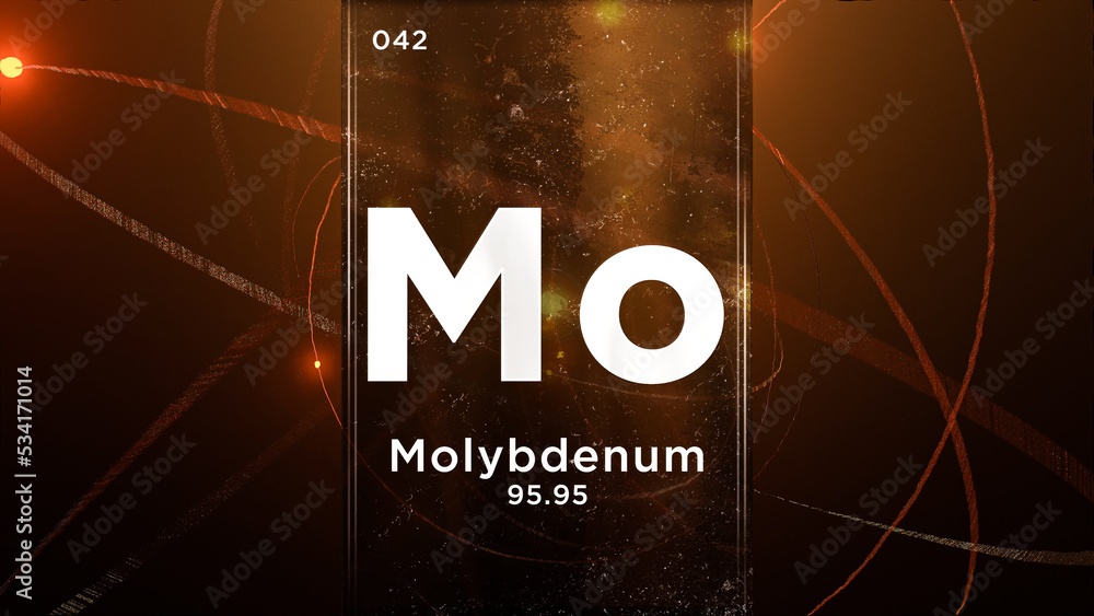 Molybdenum (Mo) symbol chemical element of the periodic table, 3D ...