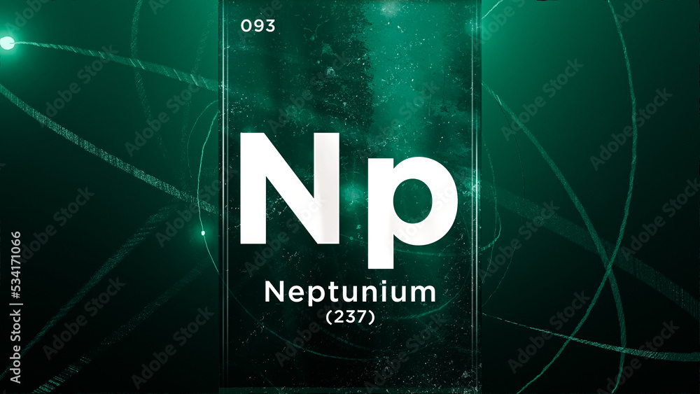 Neptunium (Np) symbol chemical element of the periodic table, 3D ...