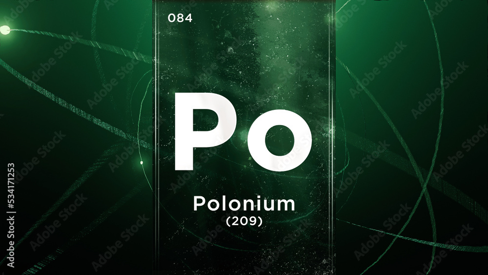 Polonium (Po) symbol chemical element of the periodic table, 3D ...