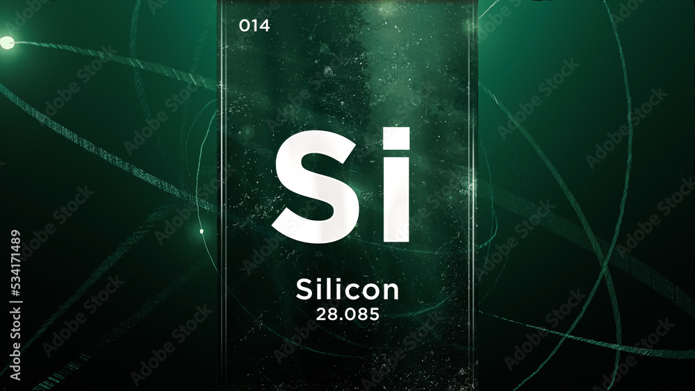 Silicon (Si) symbol chemical element of the periodic table, 3D ...