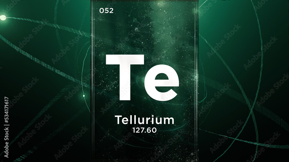 Tellurium (Te) symbol chemical element of the periodic table, 3D ...