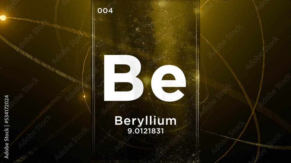 Beryllium (Be) symbol chemical element of the periodic table, 3D ...