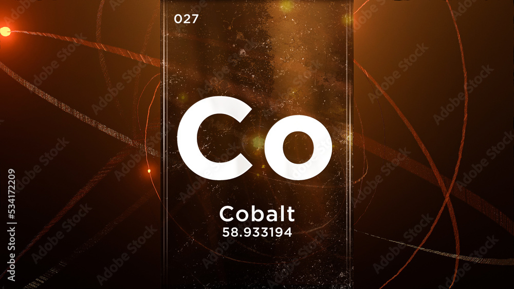 Cobalt (Co) symbol chemical element of the periodic table, 3D animation ...