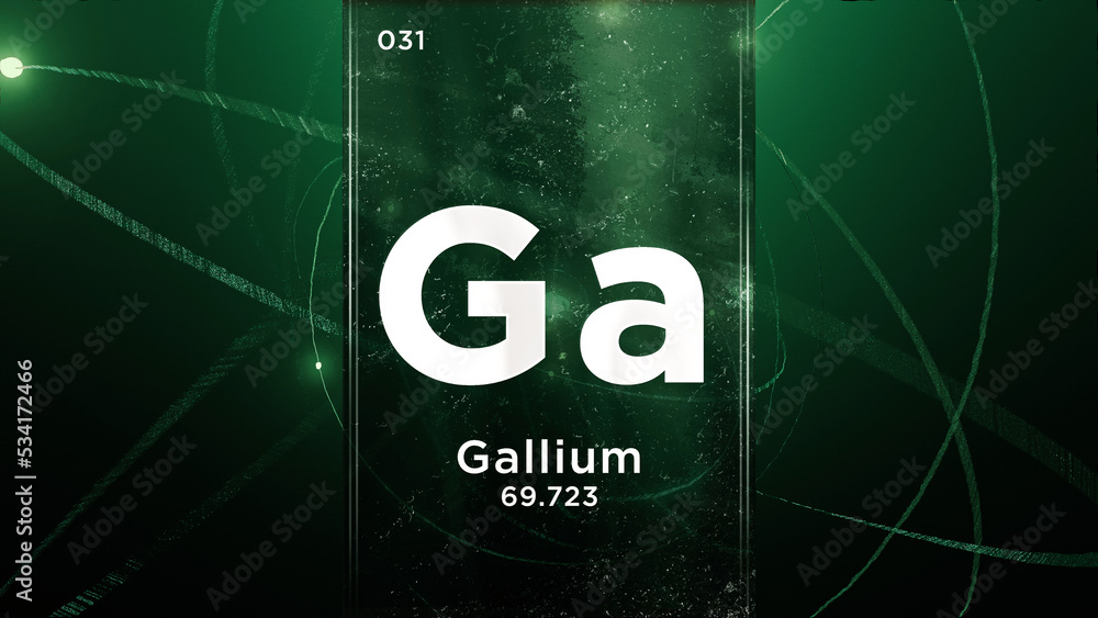 Gallium (Ga) symbol chemical element of the periodic table, 3D ...