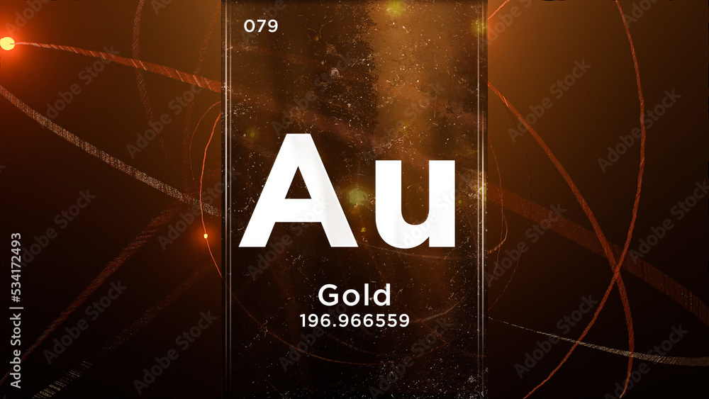 Gold (Au) symbol chemical element of the periodic table, 3D animation ...