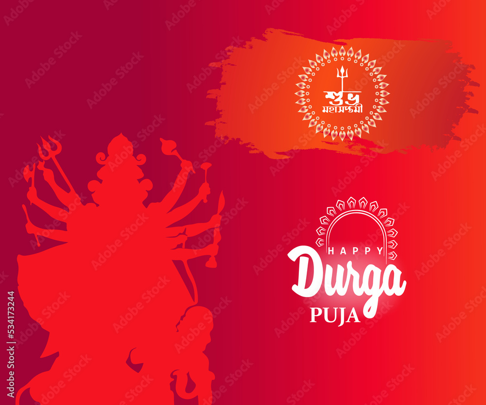 Maha Saptami, Happy Durga Puja Subh Navratri Indian religious banner ...