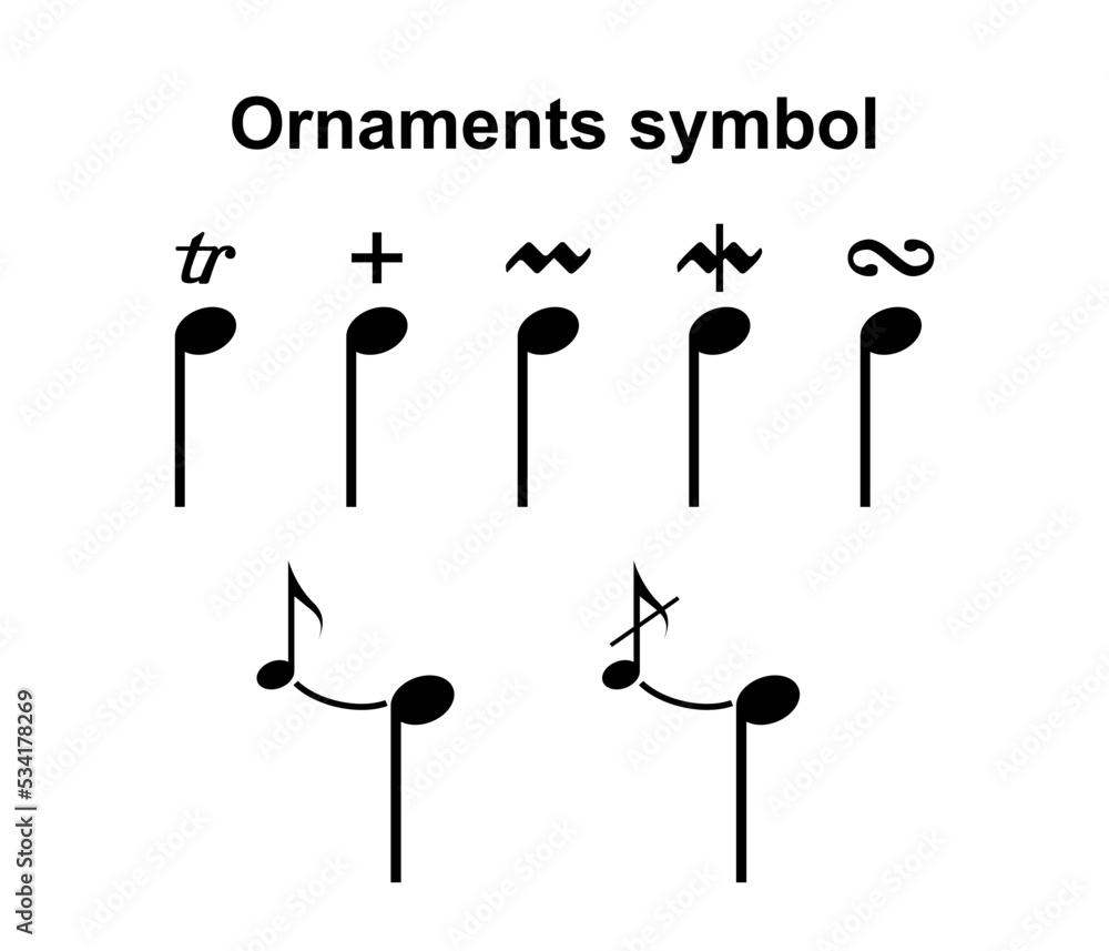 Ornament Musical Notation Symbol Vector Black Color Isolated On White ornament-musical-notation-symbol-vector-black-color-isolated-on-white