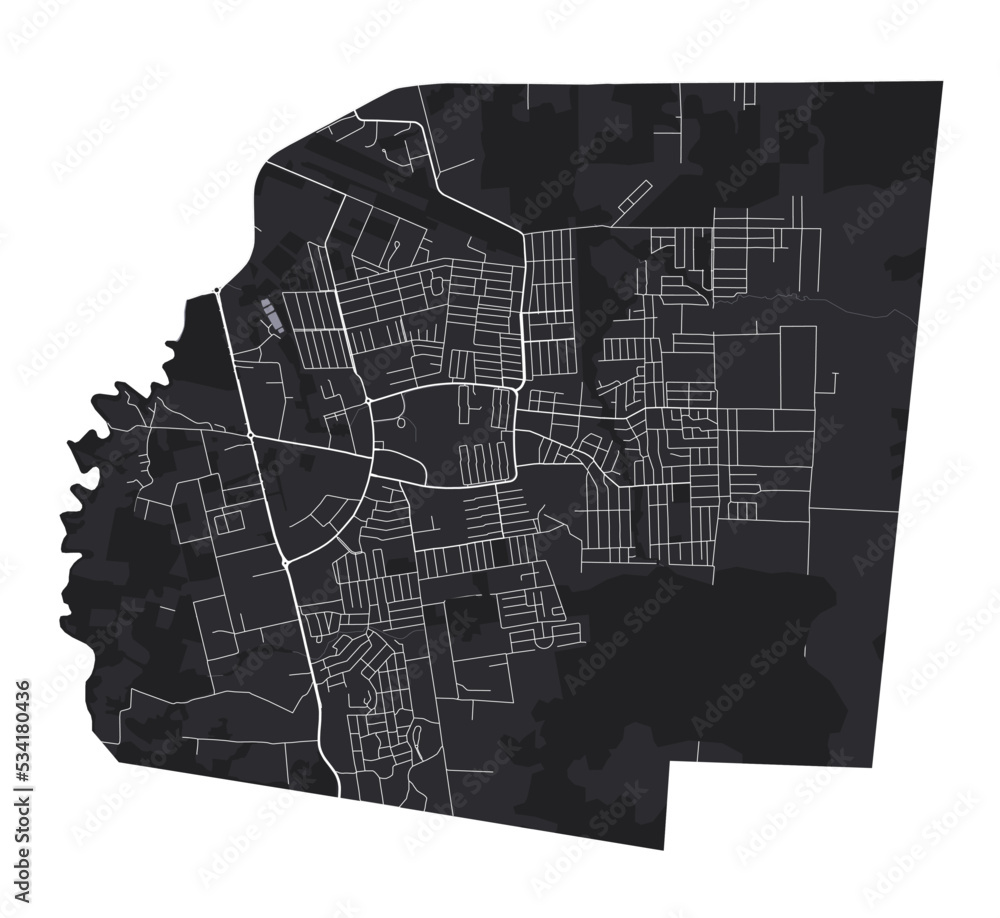 Belmopan vector map. Detailed black map of Belmopan city poster with ...