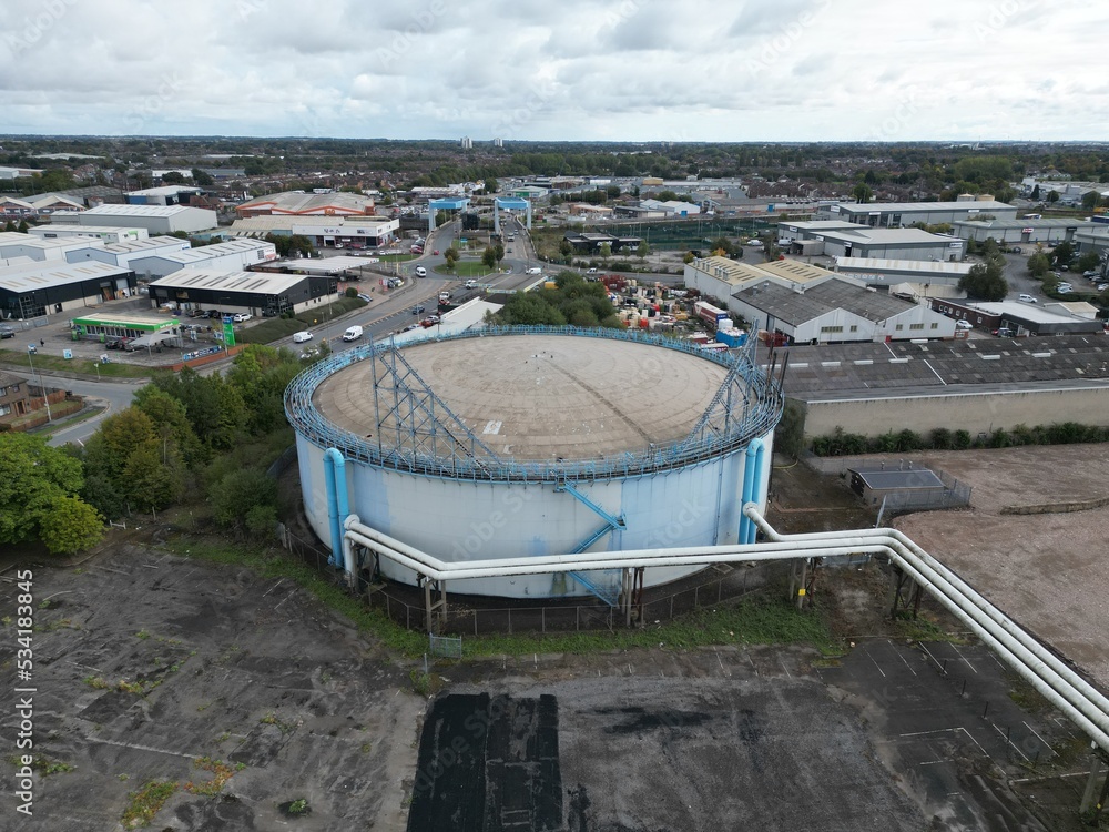 Foto de aerial photo of an industrial Steel structure of empty 1960s ...