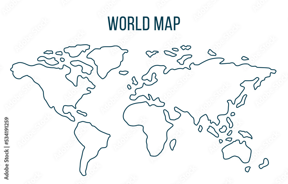 World map vector contour. World map isolated illustration. Stock Vector ...