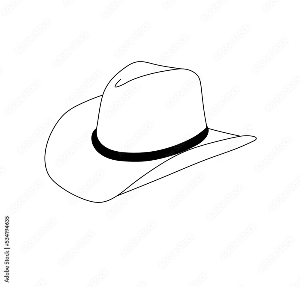Vector isolated cowboy hat with wide brim colorless black and white ...