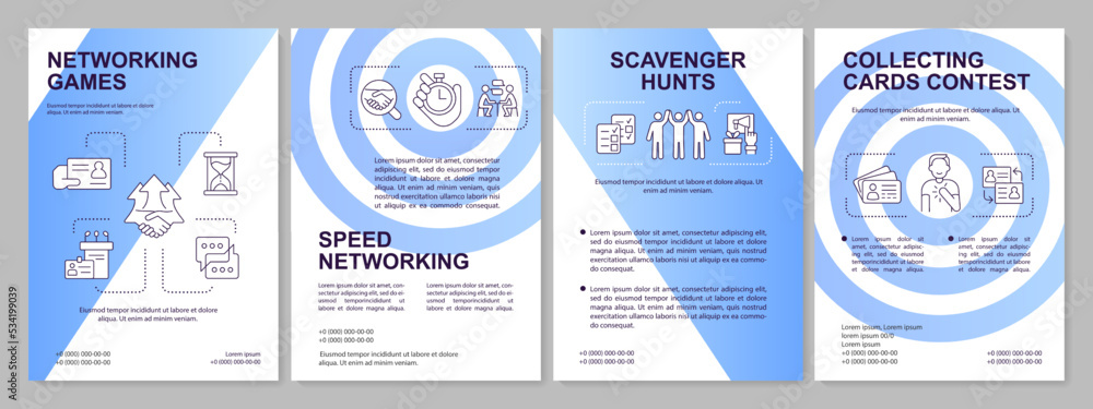 Networking icebreaker games blue gradient brochure template. Leaflet ...