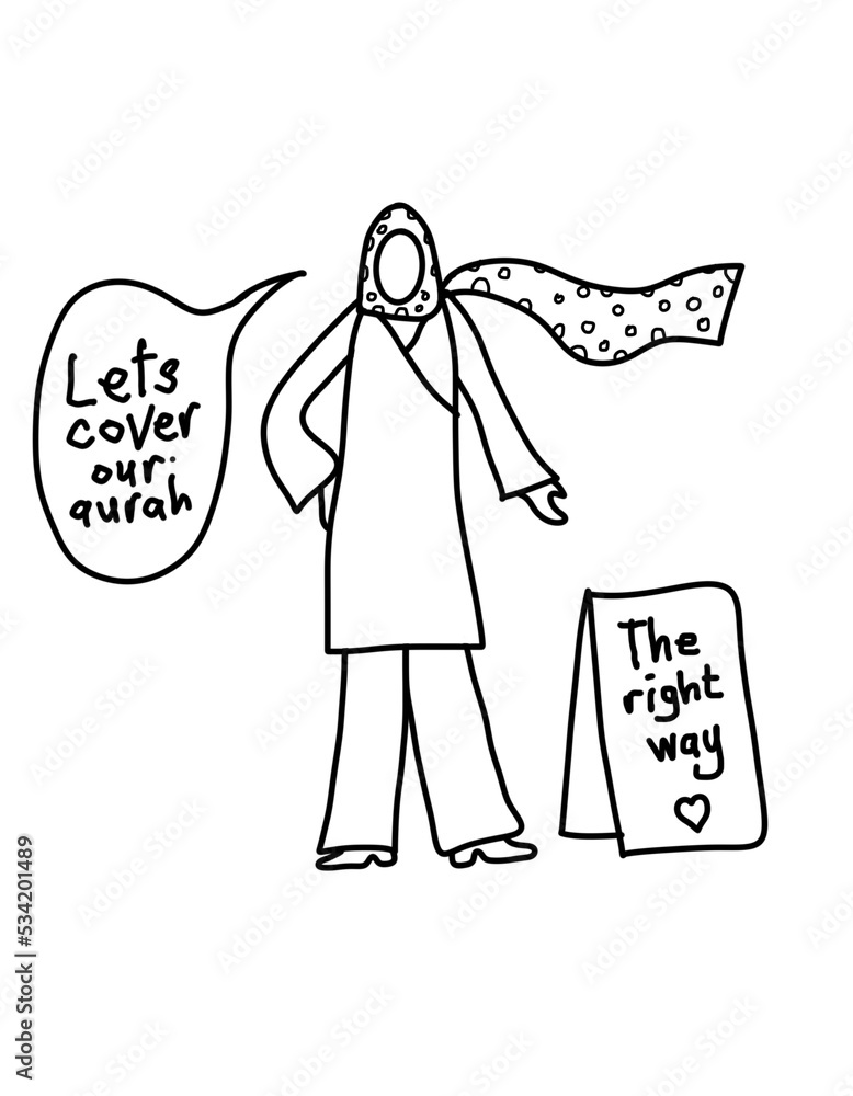 Muslim women with hijab illustration promoting hijab campaign with free ...
