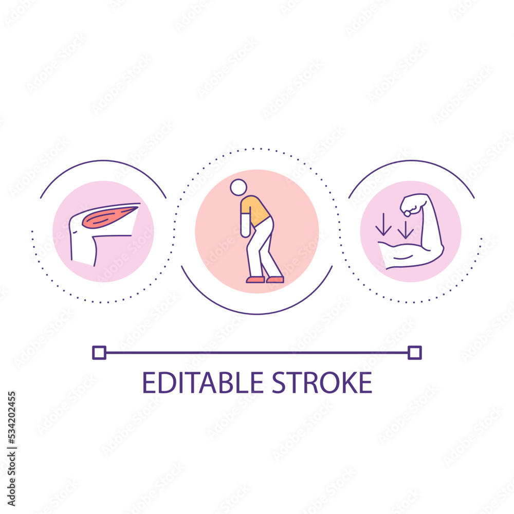 Muscular dystrophy treatment loop concept icon. Physiotherapy for ...