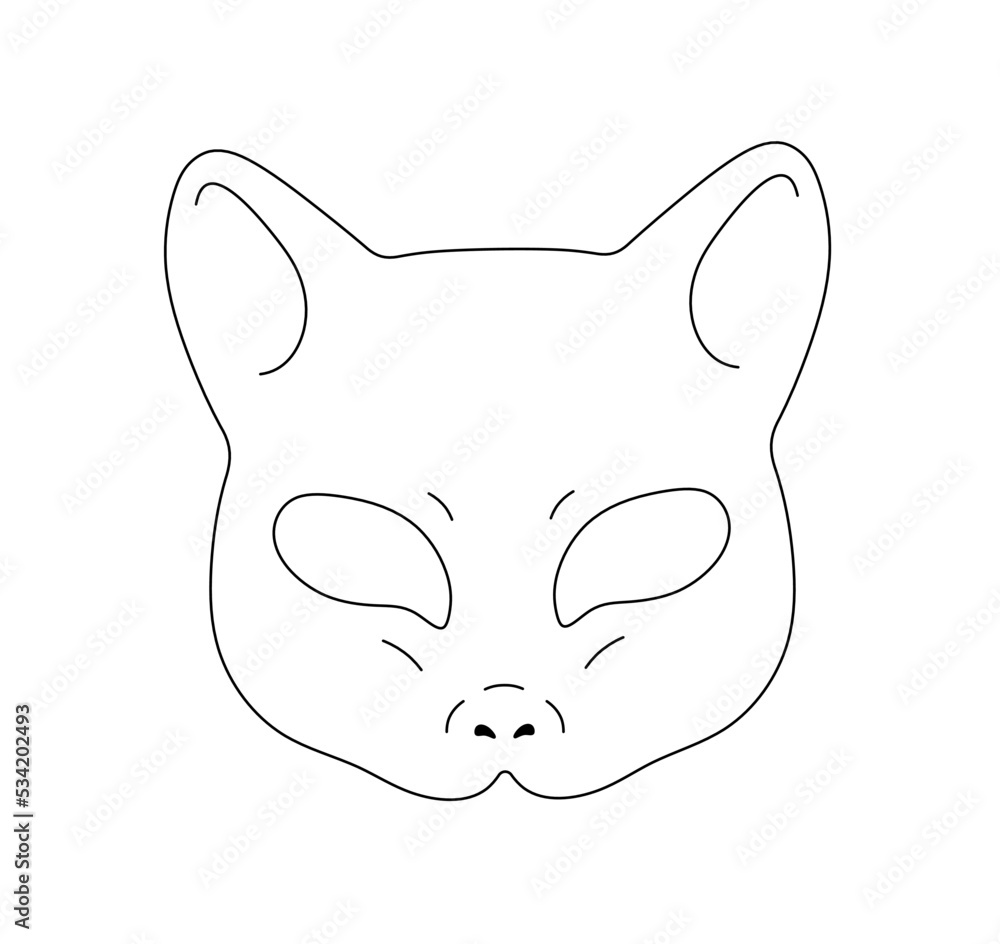 Vector isolated cat carnival mask with holes for eyes colorless black ...
