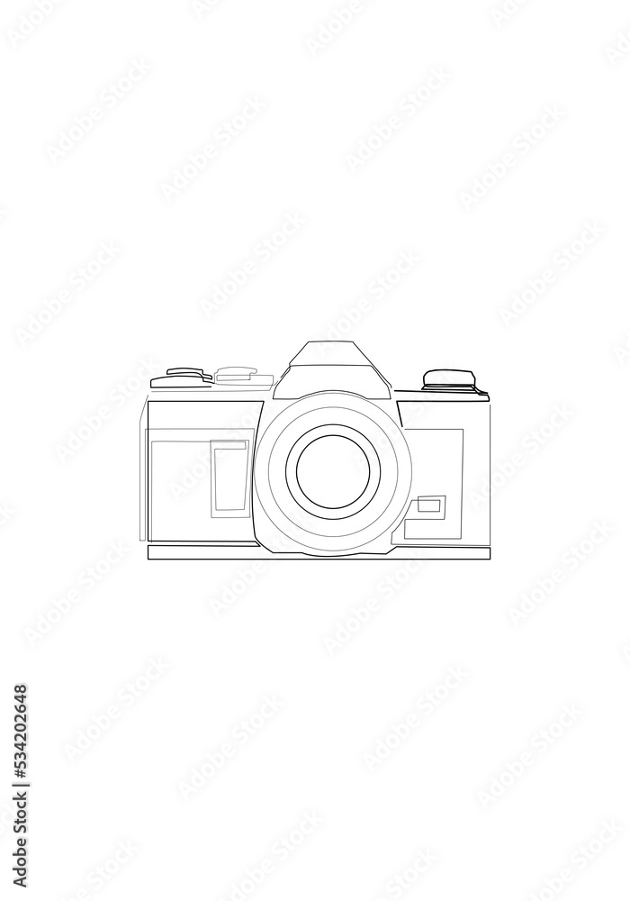 Hand-drawn line drawing of linear camera style. Stock Illustration ...