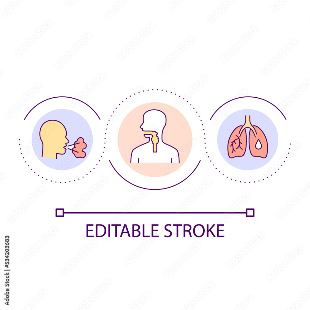 Respiratory system diseases loop concept icon. Lungs and bronchial ...