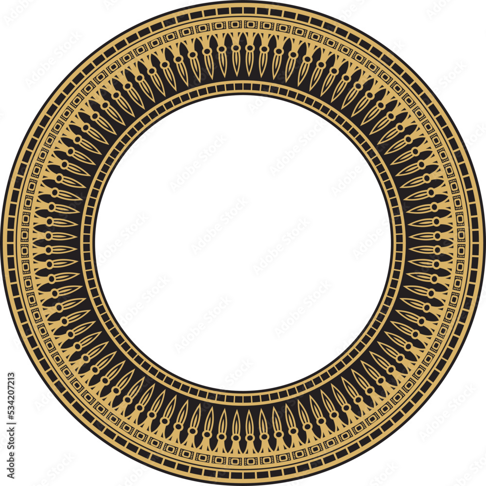 Vector golden round ornament of ancient Egypt. Circle Border, frame in ...