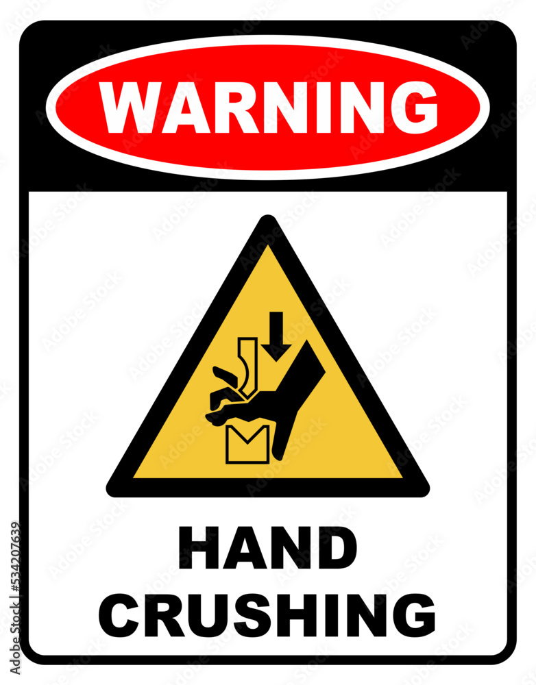 hand crushing safety sign Stock Vector | Adobe Stock