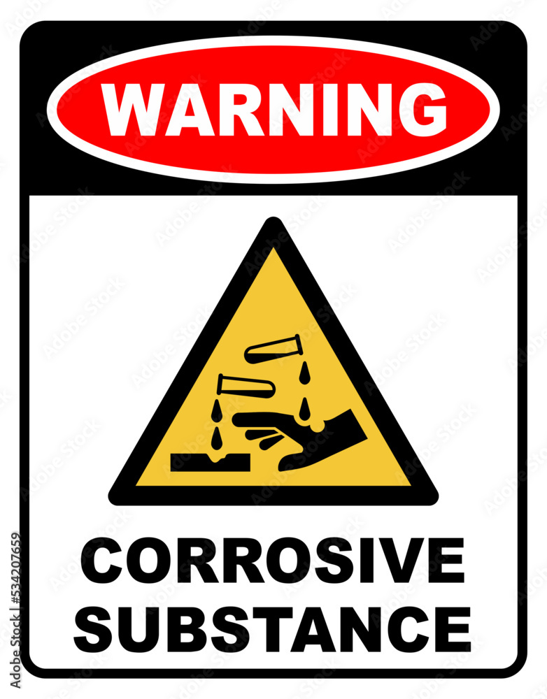 corrosive chemical safety sign Stock Vector | Adobe Stock