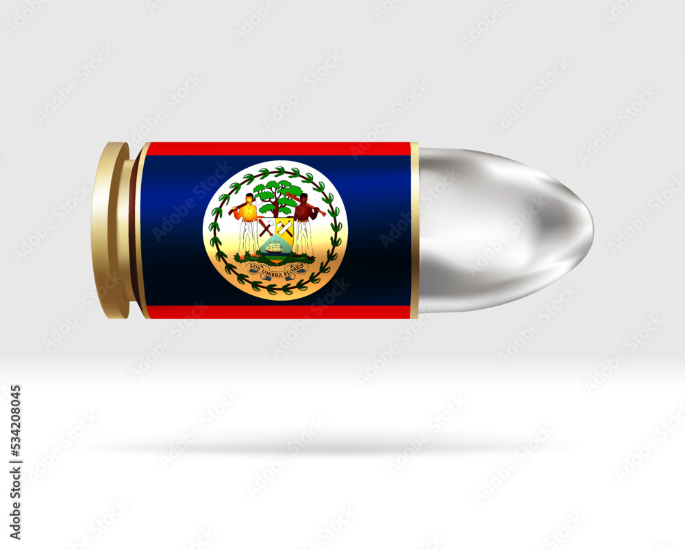 Belize flag on bullet. A bullet danger moving through the air. Flag ...