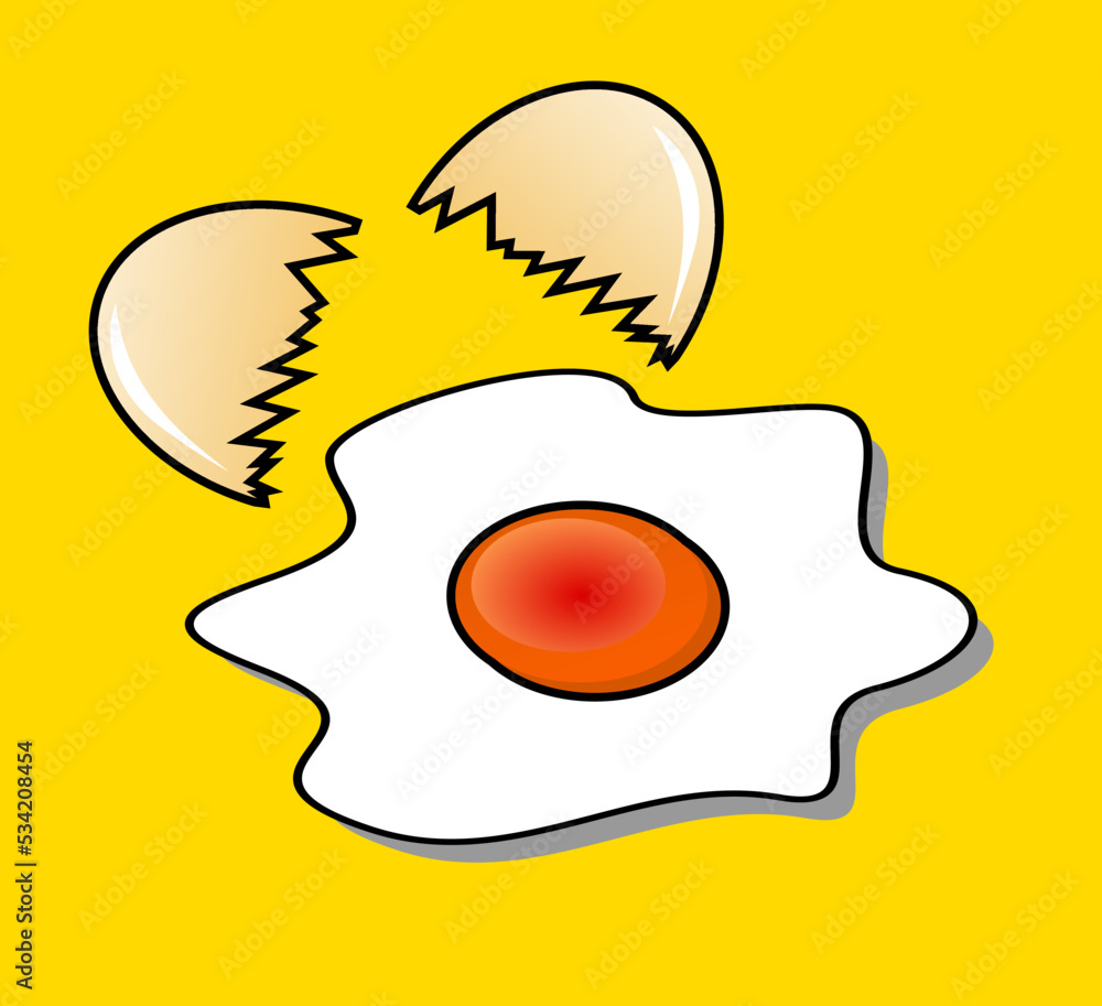 vector illustration of a broken egg popping its contents, perfect for ...