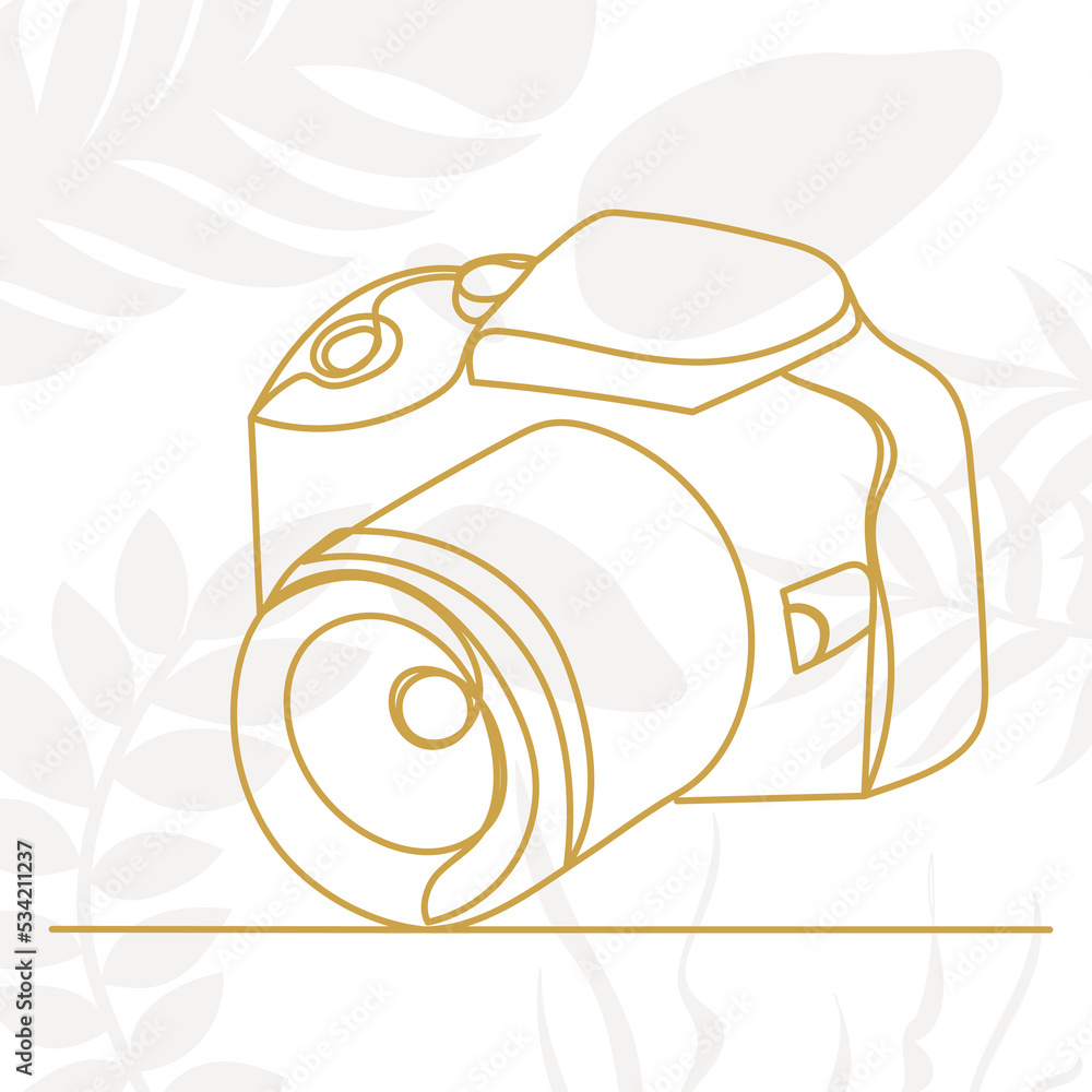 camera one line drawing, sketch, isolated vector Stock Vector | Adobe Stock