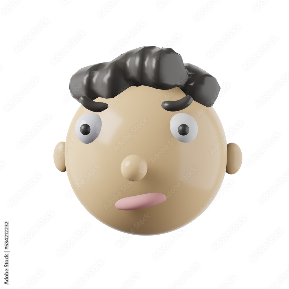 3D funny cartoon character angry man isolated on transparent background ...