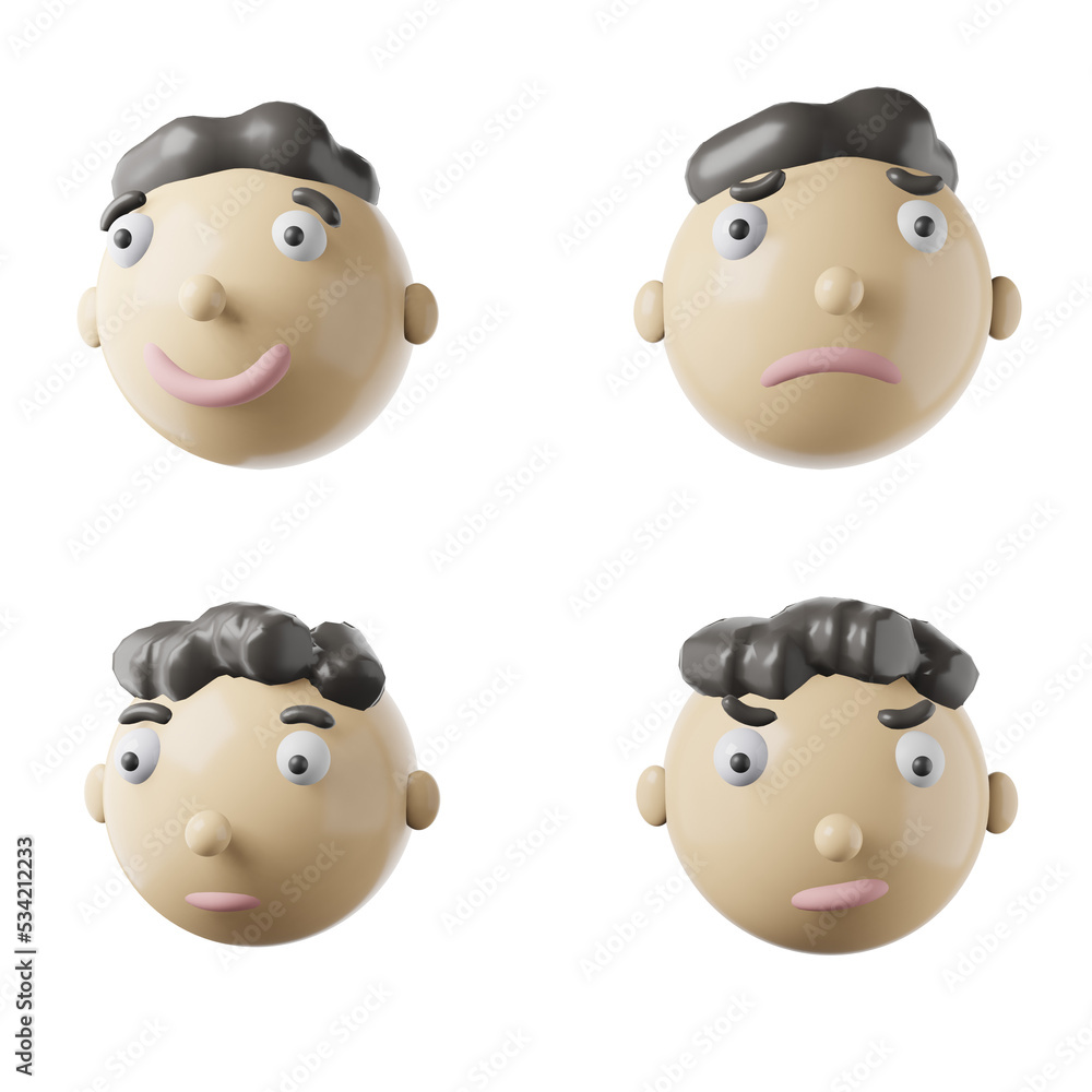 Set of 3D funny cartoon character men isolated on transparent ...