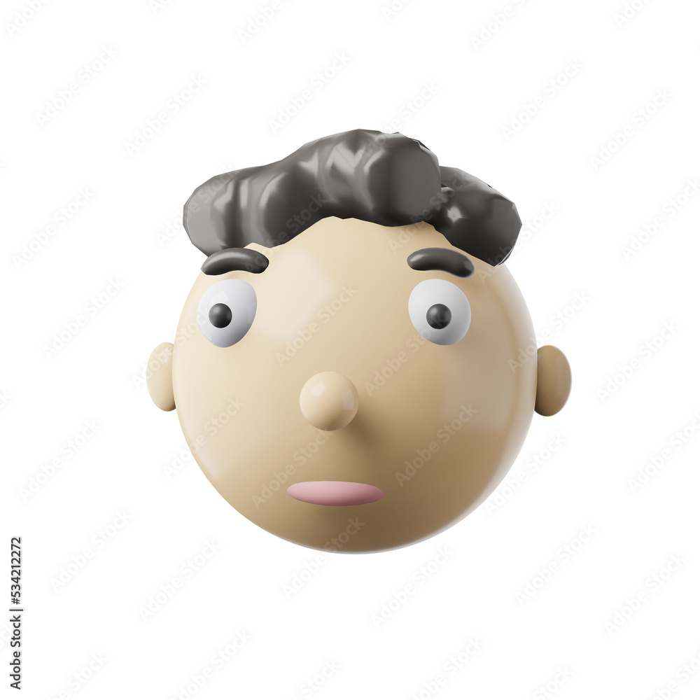 3D funny cartoon character calm man isolated on transparent background ...