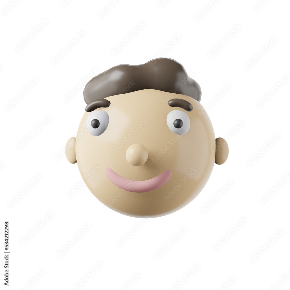 3D funny cartoon character smiling man isolated on transparent ...