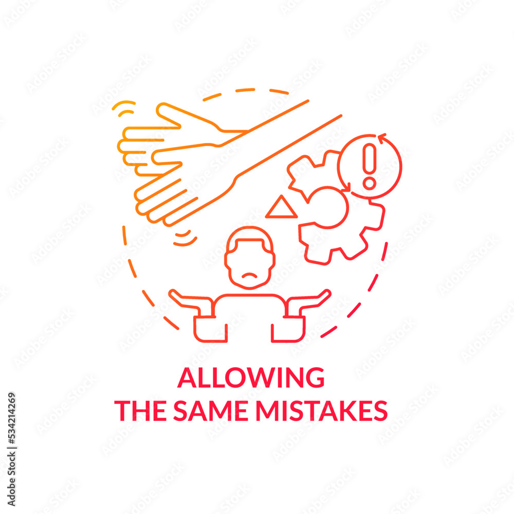 Allowing same mistakes red gradient concept icon. Toxic mentoring habit ...