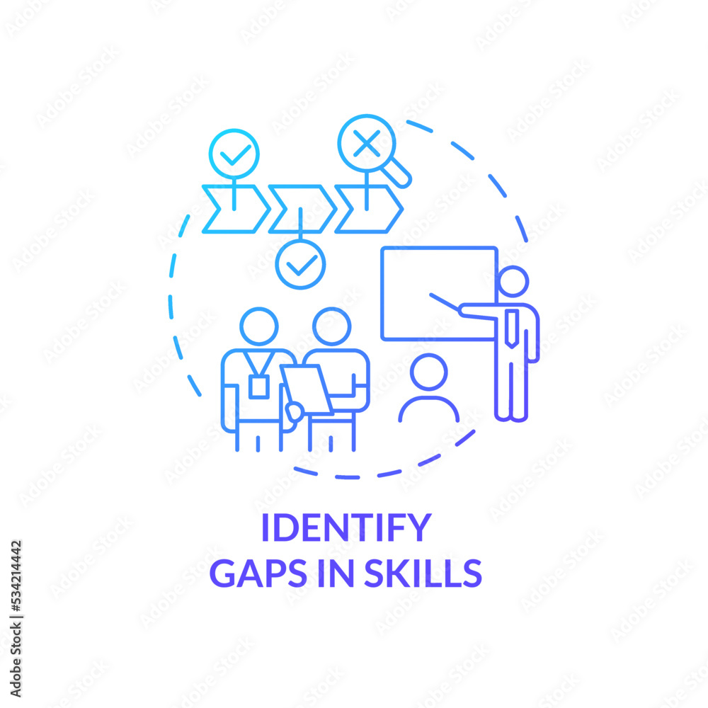Identify gaps in skills blue gradient concept icon. Mentoring ...