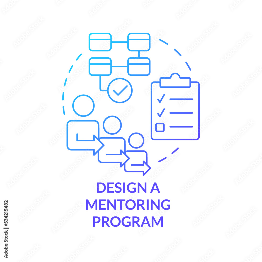 Design mentoring program blue gradient concept icon. Successful coaching abstract idea thin line ...