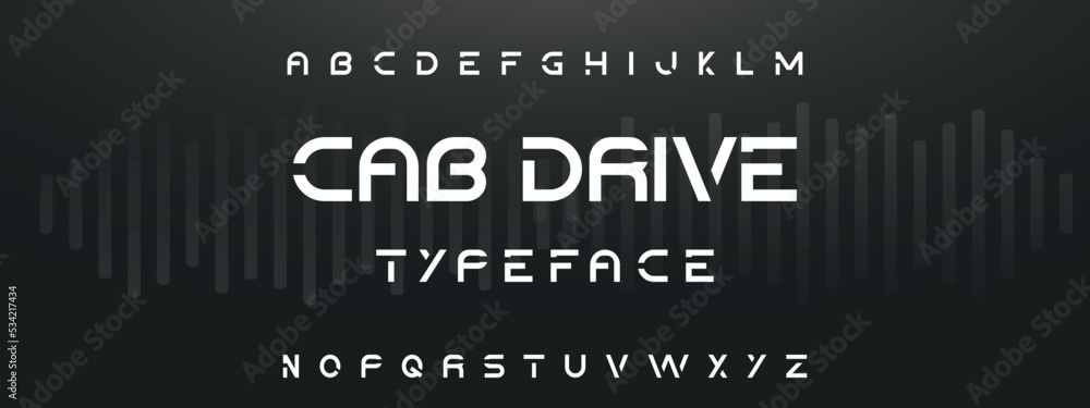 CAB DRIVE modern, luxury and tech alphabets letter set design. amazing ...