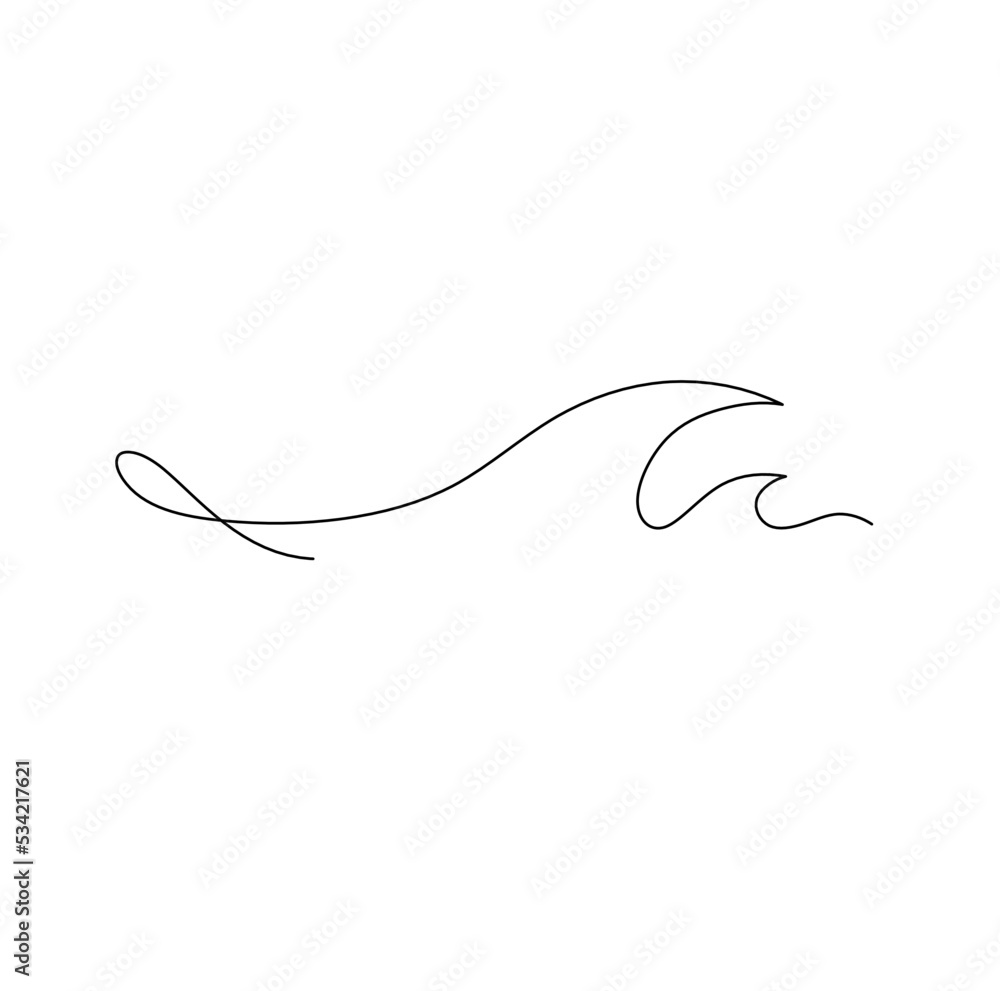 Vector isolated two waves colorless black and white contour one single ...