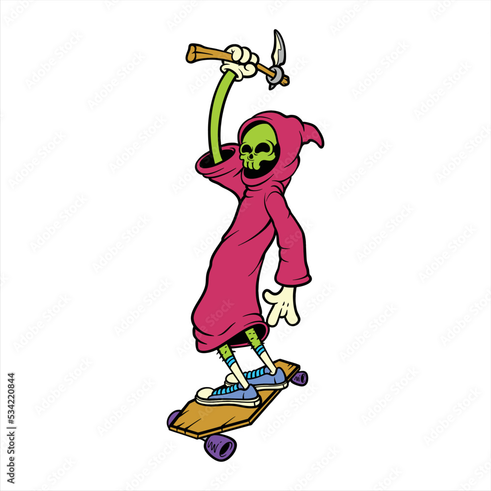 happy grim reaper cartoon Stock Vector | Adobe Stock