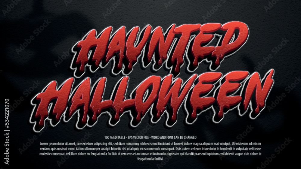 Haunted halloween text effect template design with 3d style Stock ...