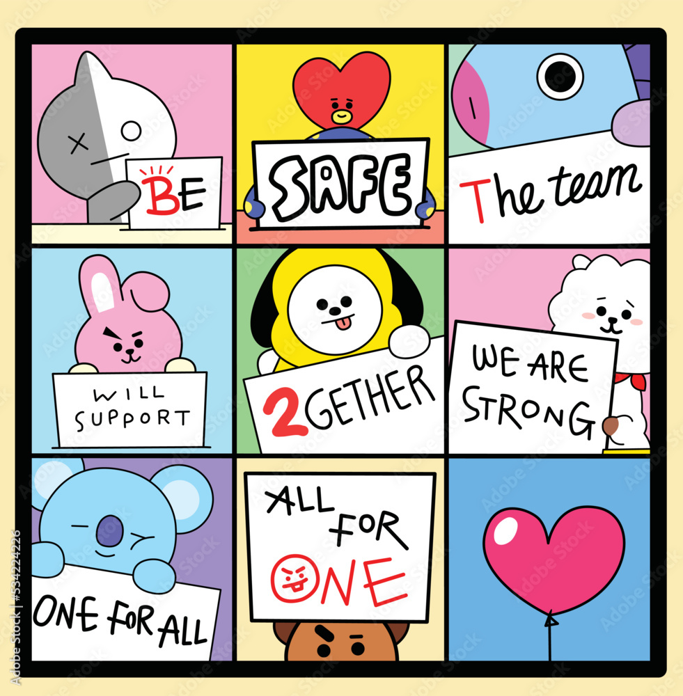 This cute bt21 big set sticker concept vector design Stock Vector ...