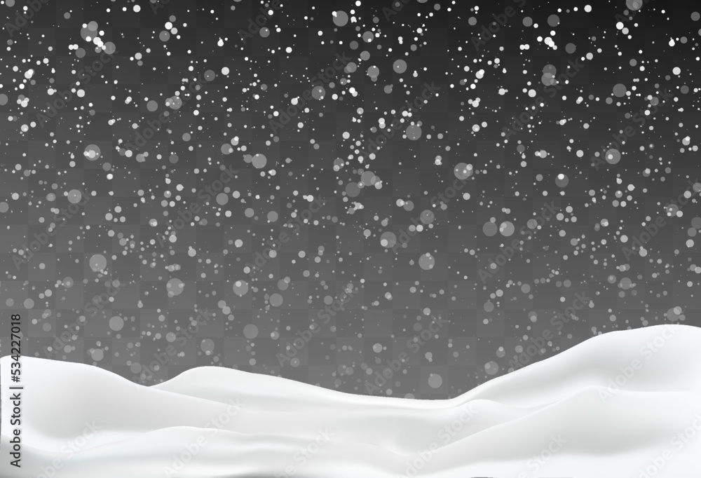 Realistic falling snowflakes. Isolated on transparent background ...
