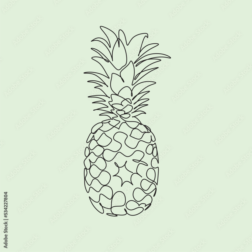 pineapple vector line art. Tropical Fruits line drawing illustration ...