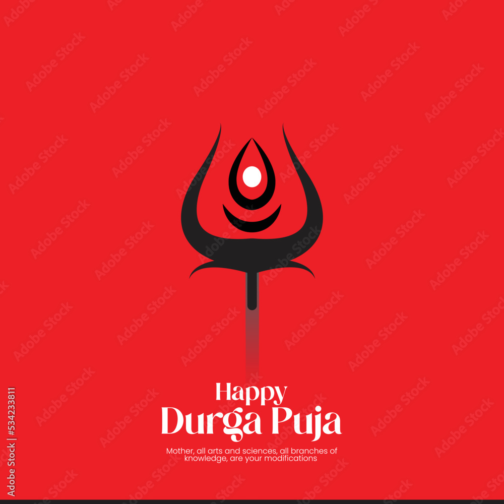 Happy Durga Puja Festival Background with Stylish Text and Goddess ...